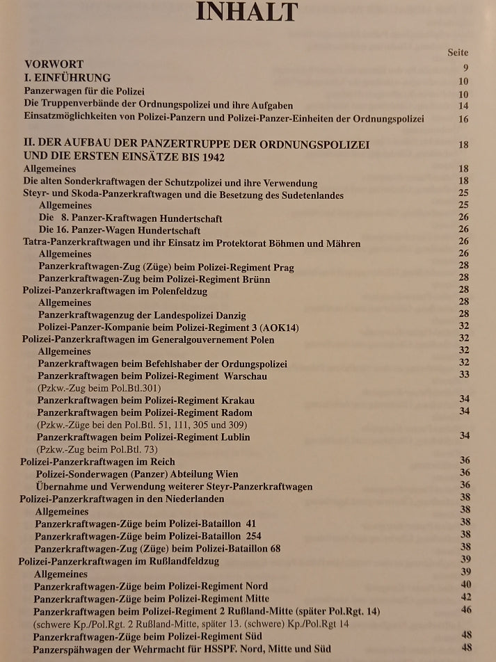 Panzerfahrzeuge und Panzereinheiten der Ordnungspolizei 1936 - 1945. – Zeughaus Braun